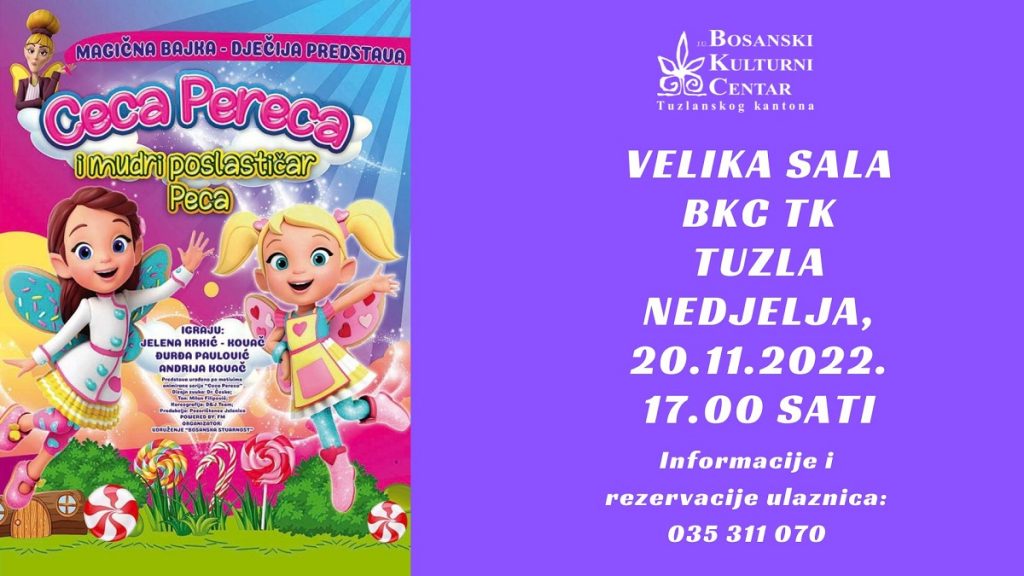 Prеdstava za djecu „Cеca Pеrеca i mudri poslastičar Pеca“, 20. novembra ...